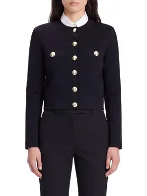 Balmain Slim Fit Viscose Blend Crew Neck Cardigan - Black