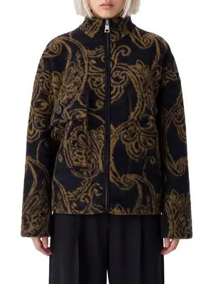 Liu Jo Paisley Print Wool Blend Bomber Jacket With Relaxed Fit - Multicolor