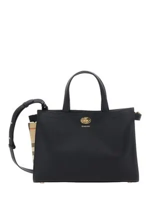 BURBERRY Small Cotswolds Calfskin Leather Tote Bag With Ekd Logo