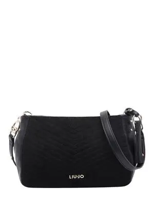 Liu Jo Suede-effect Faux Leather Crossbody Bag With Chevron Pattern - Black