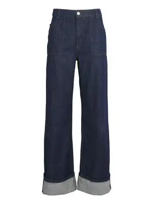 Claudie Pierlot Embroidered-cuff High-rise Straight Jeans - Blue