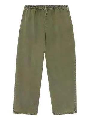 American Vintage Uzatown Elasticated-waistband Cotton Wide-leg Jeans - Green