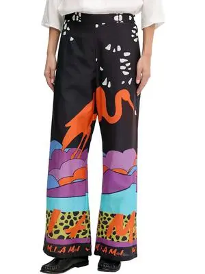 SPORTALM Graphic-print Wide-leg Trousers - Black