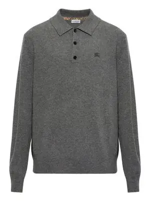 Burberry Long-sleeve Cashmere Blend Polo Shirt - Grey