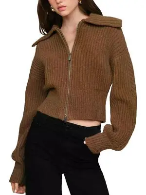 AMUR Emery Cable-knit Sweater - Brown