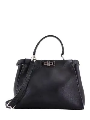 Fendi Selleria Peekaboo Bag Leather Medium Satchel - Black