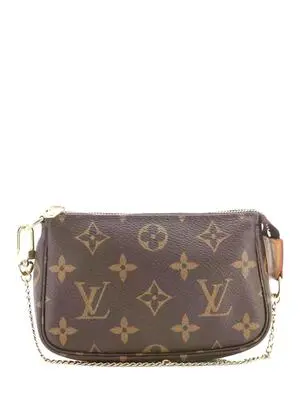 LOUIS VUITTON Pochette Accessoires Monogram Canvas Mini Clutch Bag - Brown