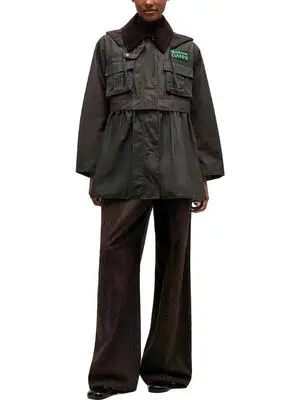 BARBOUR Peplum Logo-embroidered Coat