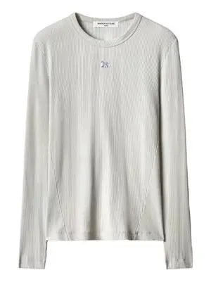 Maison Kitsuné Baby Fox Ribbed-knit Long-sleeve T-shirt - Grey