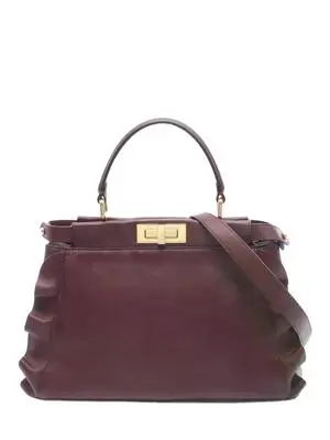 Fendi 2010-2026 Medium Nappa Waves Peekaboo Iconic Satchel - Red