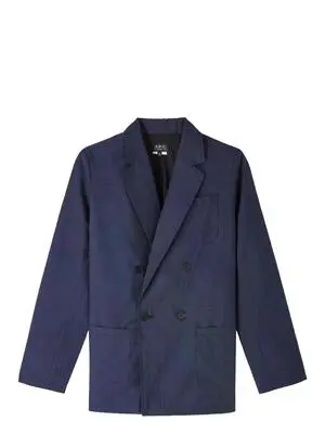 A.p.c. Double-breasted Crinkled Jacket - Blue