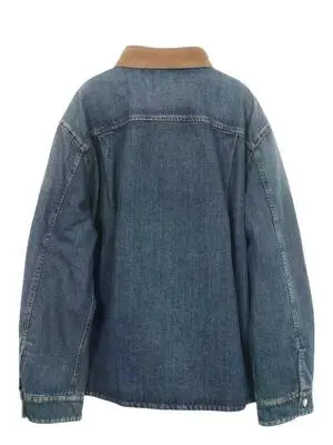 Miu Miu 2020s Piumino Embroidered-logo Denim Jacket - Blue