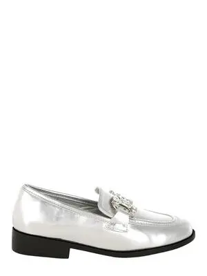 RAG & CO Dendron Diamante Horsebit Metallic Loafers In By - Silver