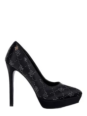 RAG & CO Ballard Monogram Satin Stiletto Pumps By - Black