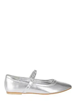 RAG & CO Gloxinia Metallic Mary Jane Ballerinas In By - Silver