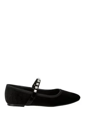 RAG & CO Aralia Velvet Mary Jane Ballerinas In By - Black