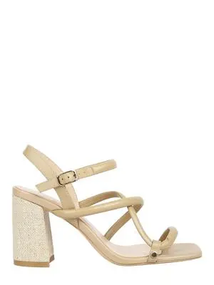 RAG & CO Artha Open Square Toe Block Heel Sandals In Taupe By - Brown