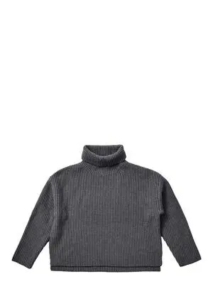 LINDSAY NICHOLAS NEW YORK Textured Turtleneck In Dark - Grey