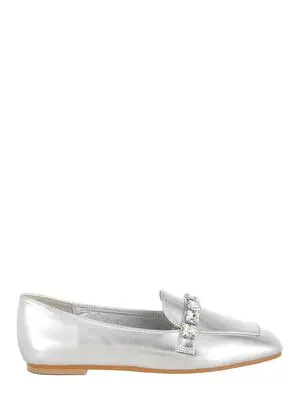 RAG & CO Celosia Metallic Diamante Strap Loafers In By - Silver