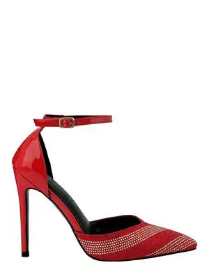 RAG & CO Nobles Rhinestone Patterned Stiletto Sandals By Rag & Co Red