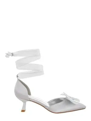 RAG & CO Cadell Bow Detail Satin Sandals In By Rag & Co Silver