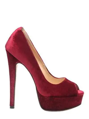 RAG & CO Brielle Peep Toe Stiletto Sandals In Burgundy By - Red