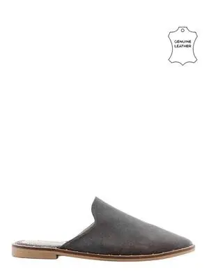RAG & CO Lia Handcrafted Suede Mules In By - Grey