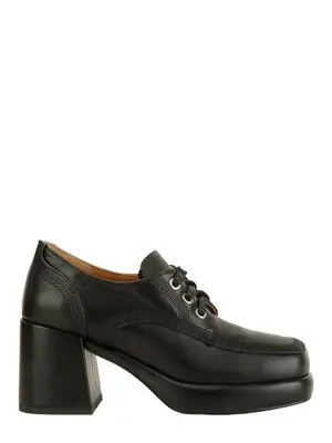 RAG & CO Quecha Leather Block Heel Oxfords In By - Black