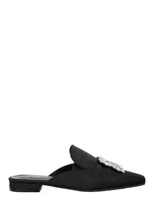 RAG & CO Perrine Diamante Brooch Slip On Mules In By - Black