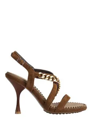RAG & CO Domeda Tan Metal Chain Embellished Sandals By Rag & Co Brown