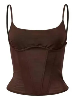 VIKTORIA & WOODS Evocative Corset-style Camisole Top - Brown