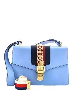 Gucci Sylvie Leather Small Shoulder Bag - Blue