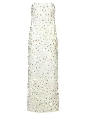 Simkhai Serafina Floral-appliqué Strapless Dress - Neutrals