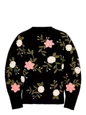 Agua Bendita Nilo Noche Floral-embroidered Sweater - Black