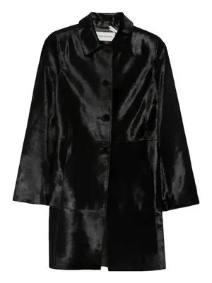 Nour Hammour Stella Lamb-hair Coat - Black