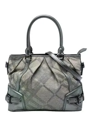 Burberry 2000-2017 Glitter Smoke Check Canvas Check Satchel - Silver