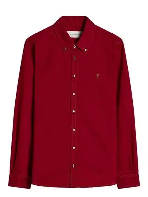 AMI Paris Cotton Button Down Adc Shirt - Ruby Red
