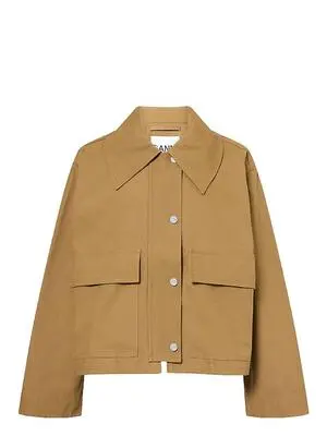 GANNI Canvas Short Barn Cotton Jacket - Ermine