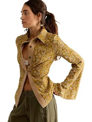We The Free Mod Mix Printed Button Down Top At - Sunshine Combo