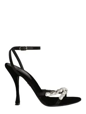 Dolce & Gabbana Satin Sandals With Gemstone Embellisht Sandals And Wedges Multi-colored - Black