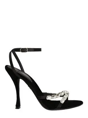 Dolce & Gabbana Satin Sandals With Gemstone Embellisht Sandals And Wedges Multi-colored - Black