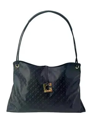 GHERARDINI Monogram-print Logo-plaque Shoulder Bag - Grey
