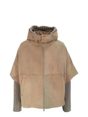 BULLY Hooded Suede Jacket - Neutrals
