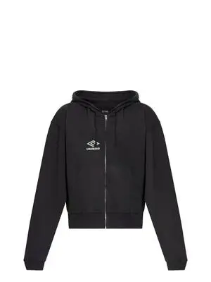 UMBRO Logo-embroidered Zip-up Hoodie - Black