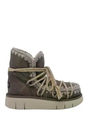 Mou Eskimo Crochet-trim Lace-up Boots - Brown