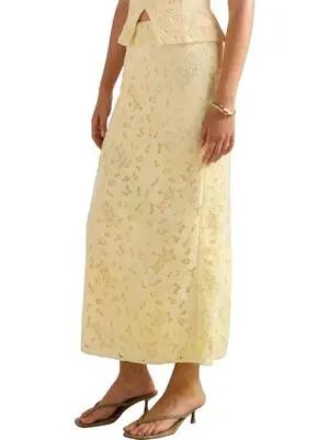 EVER NEW Andie Floral-embroidered Lace Maxi Skirt - Neutrals