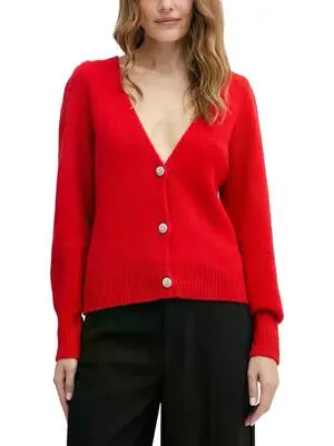 MORGAN V-neck Cardigan - Red