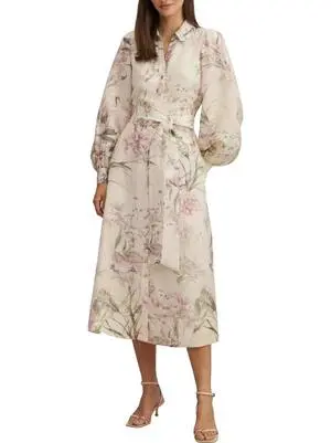 EVER NEW Hazel Floral-print Midi Shirt Dress - Neutrals