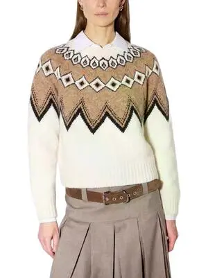 Liviana Conti Fair Isle Intarsia-knit Sweater - White