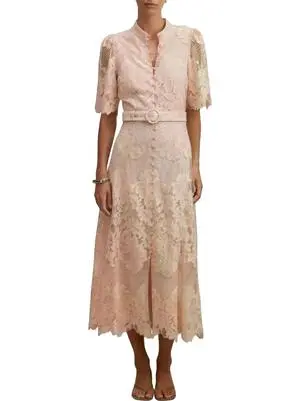 EVER NEW Liberty Lace Flutter-sleeve Midi Dress - Pink